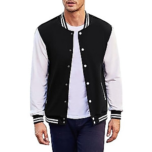 COOFANDY Mens Fashion Varsity Jacket Causal Slim Fit Cotton Letterman Baseball Bomber Jackets