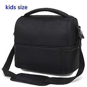 FlowFly Double Decker Cooler Insulated Lunch Bag Large Tote for Boys, Girls, Men, Women, With Adjustable Strap,Black