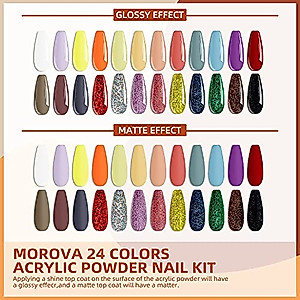 Morovan Acrylic Nail Kit With Everything - 24 Colors Glitter Acrylic Powder With Nail Drill Monomer Acrylic Nail Liquid Nail Kit Set Professional Acrylic With Everything DIY Supplies Nail Art Design