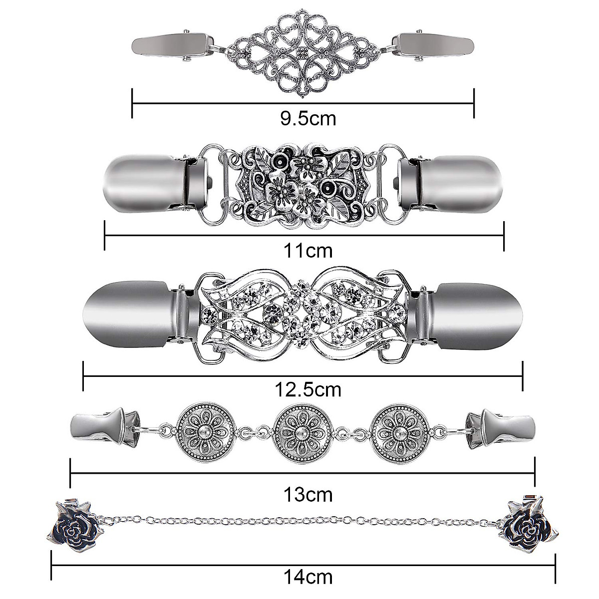 Ruisita 6 Pieces Retro Cardigan Clip Sweater Collar Clip Antique Flowers Pattern Shawl Clips Dresses Shawl Clip for Women Girls (Style A)