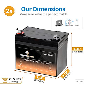 Chrome Battery 12V 35AH Pride Mobility BATLIQ1017 AGM U1 Replacement Batteries - Rechargeable - 2 Pack Bundle