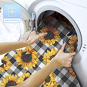 Reunbmq Super Soft Flannel Fleece Throw Blanket, Lightweight Sherpa Blankets Comfortable Bed Throws 3D Printed Blanket for Couch/Chair/Sofa/Bed/Dorm/Bedroom/Home (Sunflower Buffalo Plaid)