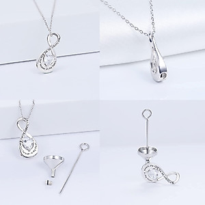Cremation Urn Necklace for Ashes - Sterling Silver Teardrop Heart Cubic Zirconia Infinity Pendant Keepsake Necklaces, No longer by My Side But Forever in My Heart Memorial Jewelry Gift for Woman