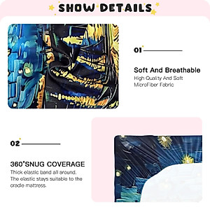 Kigai Van Gogh Starry Night over The Rhone2 Stretchy Fitted Crib Sheets Soft and Breathable Portable Crib Mattress Topper for Boys and Girls 27x39 in