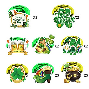 St Patricks Day Decorations Hanging Swirls 32 Pieces Green Lucky Irish Shamrock Clover Leprechaun Horseshoe Swirls Ceiling Decor for Saint Patrick Party Lucky Day Home Party Favors Supplies