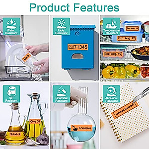 NineLeaf 6 Pack Compatible for Brother P-Touch TZe-B41 TZ-B41 Black on Fluo Orange Label Tape 18mm 0.7 inch 3/4'' Laminated TZe TZ Tape for PT-530 540 550 580C 7500 Label Maker