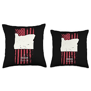 Oregon State Map USA Throw Pillow, 18x18, Multicolor