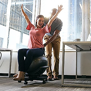 Gaiam Ultimate Balance Ball Chair with Swivel Base - Premium Exercise Stability Yoga Ball Ergonomic Chair for Home and Office Desk - Air Pump, Exercise Guide