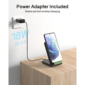 CIYOYO Wireless Charger, 15W Fast Wireless Charging Stand, Wireless Charging Station for iPhone 15 14 13 12 11 Pro Max Plus XS XR X 8 [Adapter Included]