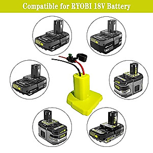 Power Wheel Adapter for Ryobi 18V Battery with 30A Fuse,with 12 Gauge Wire, Power Convertor for Rc Car, Robotics, Rc Truck,for Ryobi 18V P100 P102 P103 P107 P108 Li-ion & Ni-CD Battery, (1 Pack)
