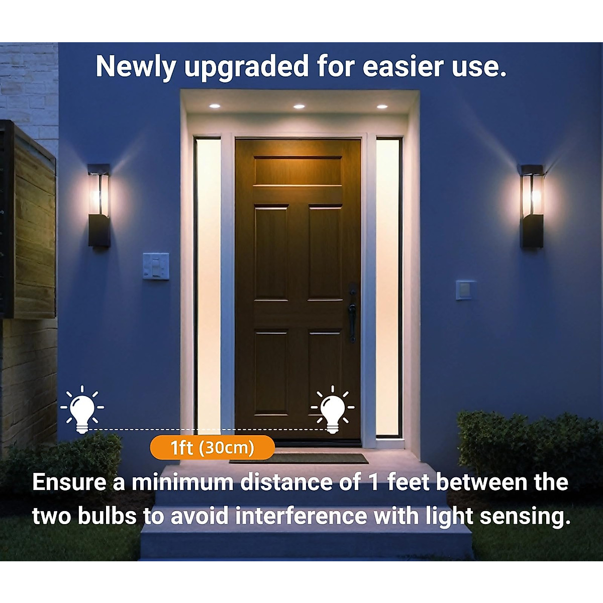 TSEXES Dusk to Dawn Light Bulbs Outdoor,Automatic On/Off Sensor LED Light Bulb,5000K Daylight LED Light Bulb for Wall lamp Porch Garage Light,4 Pack