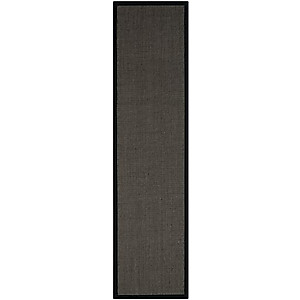 SAFAVIEH Natural Fiber Collection 2' x 6' Charcoal / Charcoal NF441D Border Sisal Runner Rug
