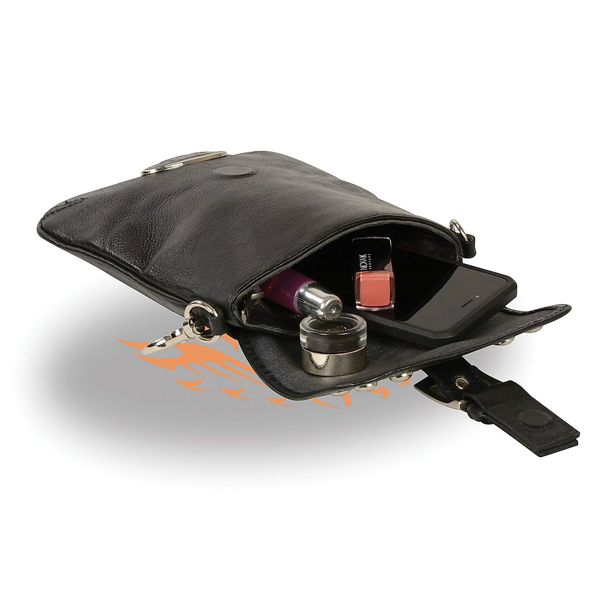 Milwaukee Leather MP8805 Women's Black Small Leather Studded Shoulder Bag - One Size