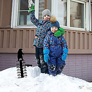 Pomobie 9.45 Inch Bear Gauge for Snow Measurement Snow Gauge, Handmade Metal Snow Measuring Stick Garden Stakes for Yard Christmas Holiday Snow Gauge Outdoor Decoration Gift (K)