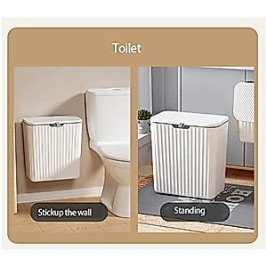 2.4 Gal Hanging Trash Can for Kitchen Cabinet Door with Slide Open Lid, Wall Mounted Plastic Garbage Bin for Kitchen Under Sink, Bathroom, Cupboard, Bedroom, Office, Camping