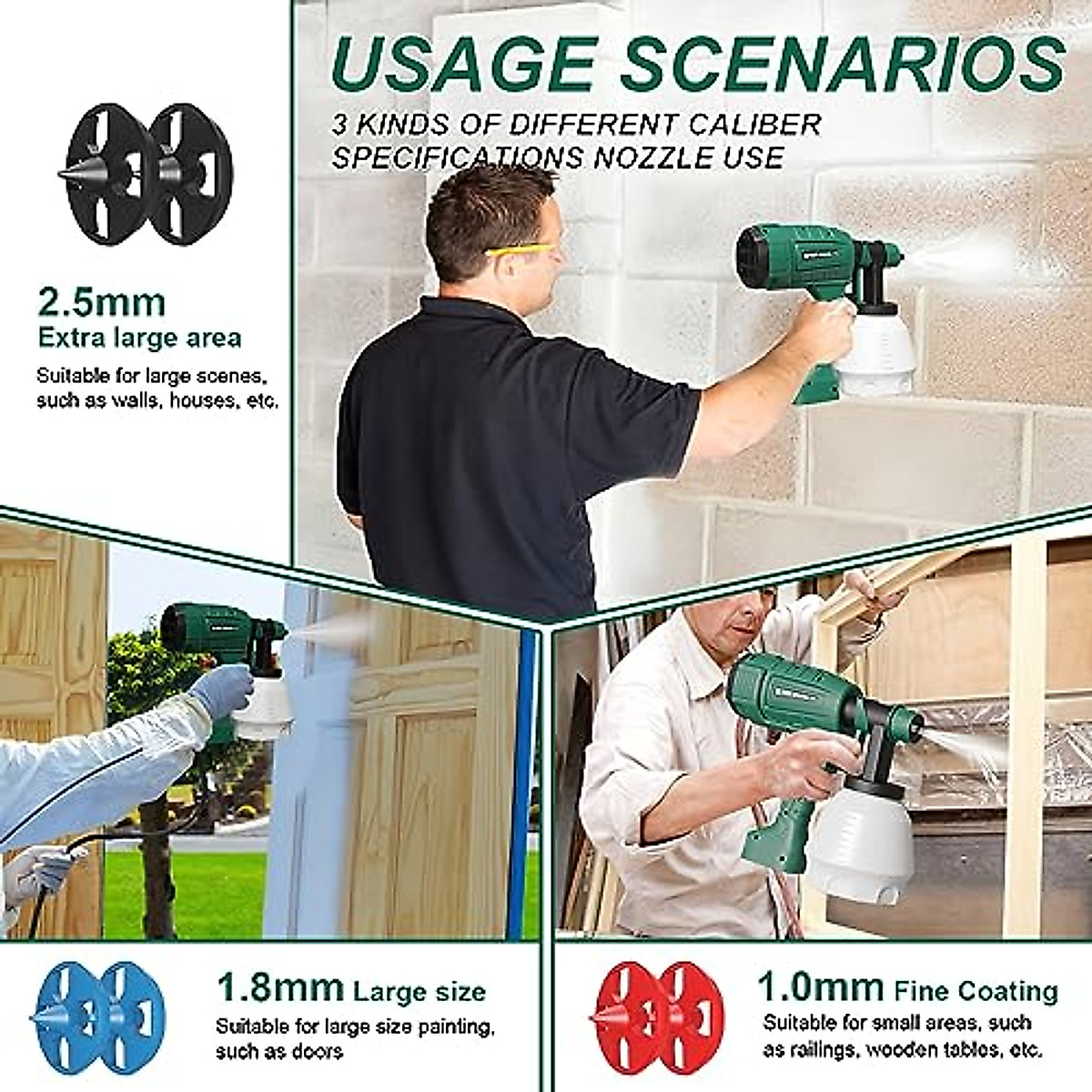 Paint Sprayer, Electric Paint Spray Gun, 700W HVLP Spray Gun with 6 Nozzles & 3 Spray Patterns, Easy to Clean, for Home Interior and Exterior, Painting Projects, Wall, Fence, Furniture, Cabinet