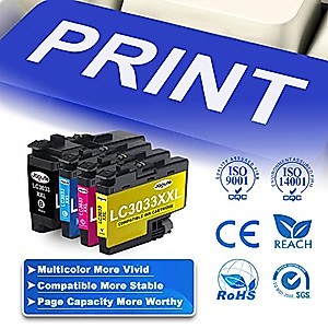 Jagute LC3033 Compatible Ink Cartridges Replacement for Brother LC3033XL LC3033XXL Ink Work with Brother MFC-J995DW MFC-J995DWXL MFC-J805DW MFC-J805DWXL MFC-J815DW Printer（BK/C/M/Y）