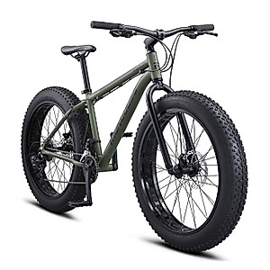 Mongoose Argus Trail Fat Tire Mountain Bike for Adult Men Women, 26-Inch Wheels, Mechanical Disc Brakes, 19-Inch Large Aluminum Hardtail Frame, 16-Speed, Green