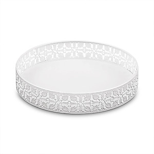 MIHIRO Metal Lazy Susan Organizer 360° Rotating Storage Tray Spice Rack, Cosmetics and Perfume Organizer Large Capacity for Dresser Countertop Kitchen Cabinet Bathroom (1 Piece, White)