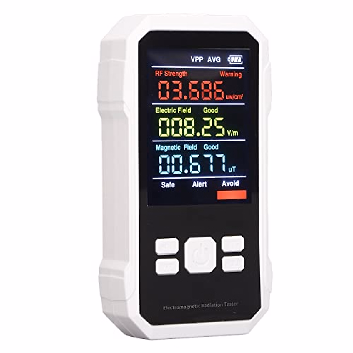 Handheld Radiation Detector, Digital Geiger Counter Dosimeter RF Radiation Monitor Electromagnetic Radiation Tester with Battery Handheld Radiation Meter for Home, Office, Factory (White)