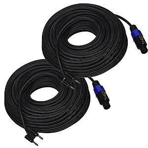EMB Professional 2 PACKS of BTS-12G50F - 50FT 12 Gauge Banana To Speakon Heavy Duty Speaker Cables