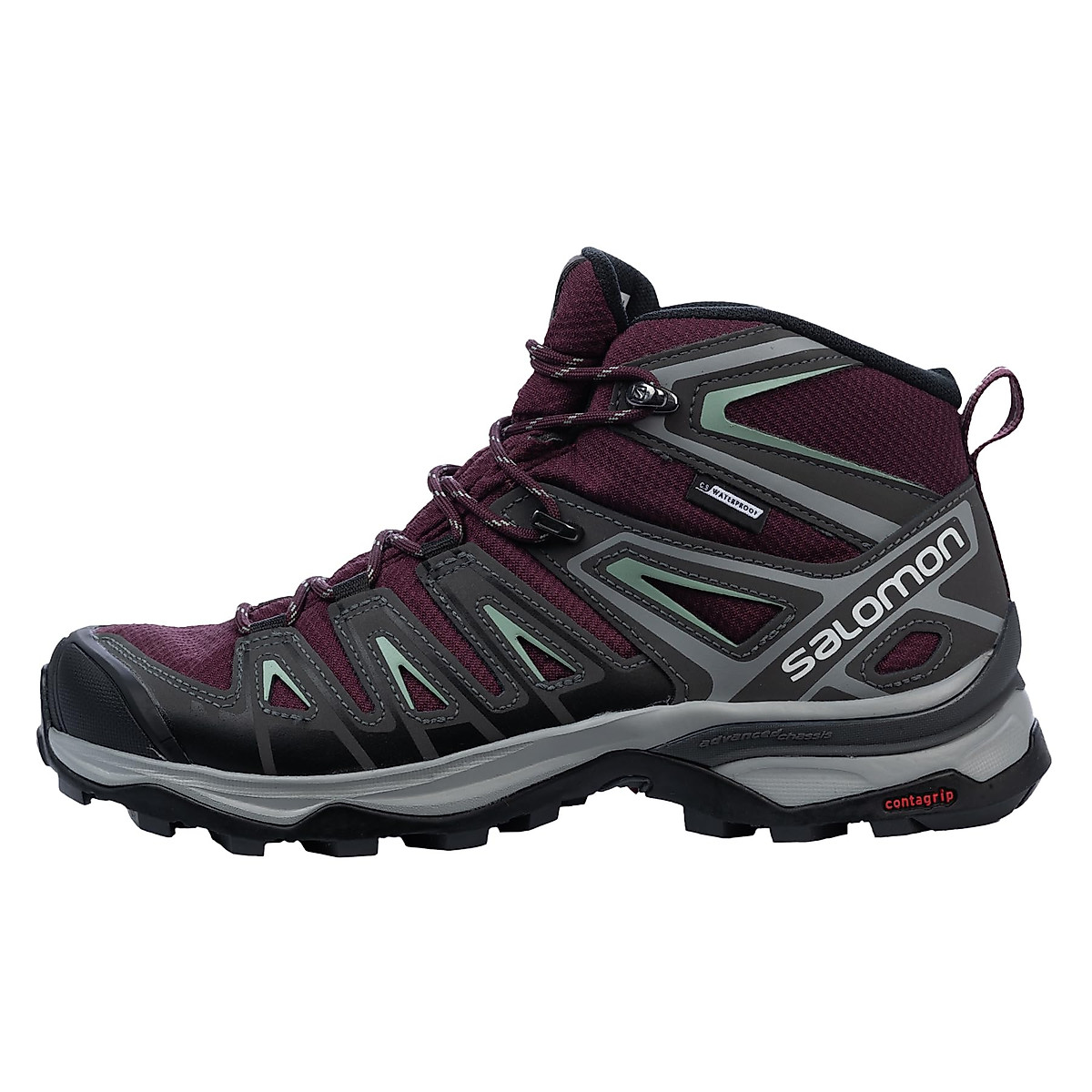 Salomon Women’s X Ultra Pioneer Mid ClimaSalomon Waterproof Hiking Boot - Wine Tasting/Magnet/Granite Green - 9