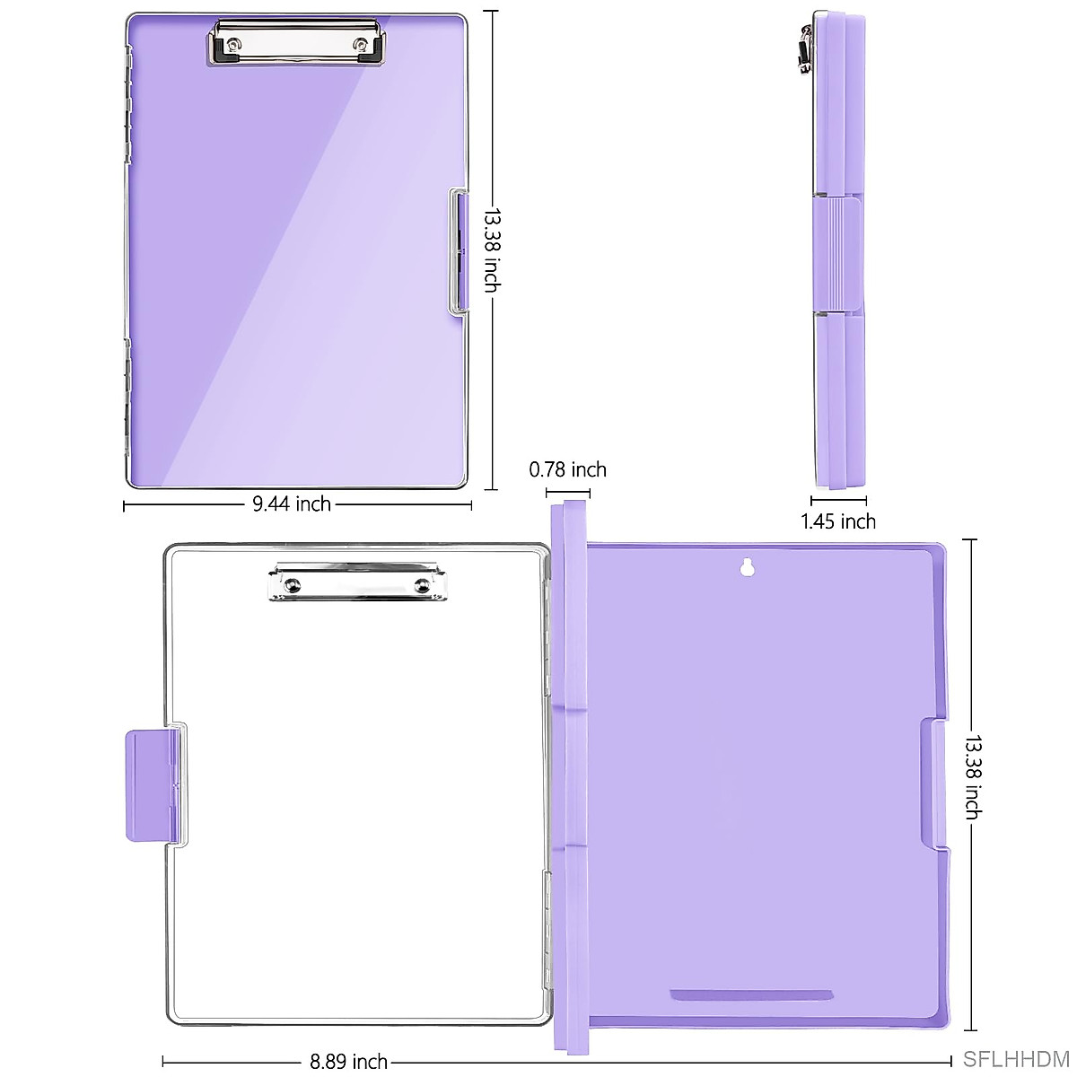 Clipboard with Storage,Heavy Duty Clip Boards 8.5x11 with 2 Storage Case,Clear Visible Top Panel Storage Clipboards,Side Opening Clip Boards,Nursing Clipboard Folder Case for Office Supplies-Purple
