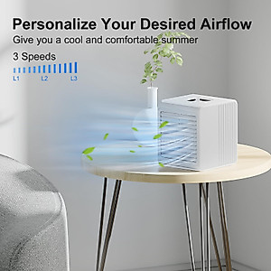 Cozzyben Mini Air Conditioner Portable Water Small USB Ac Unit Personal Evaporative Swamp Cooler Ice Fan for Desk Room Bedroom Car Camping Tent