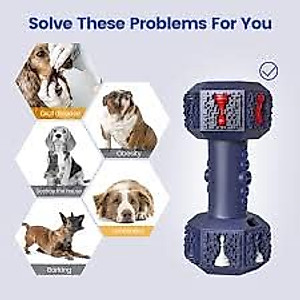 Aggressive Chewer Dog Dumbbell Toy- Interactive Dental Toy for Teething, Training, Cleaning Teeth and Boredom- Natural Rubber Dumbbell Dispensing Toy for Puppies, Medium to Small Dogs