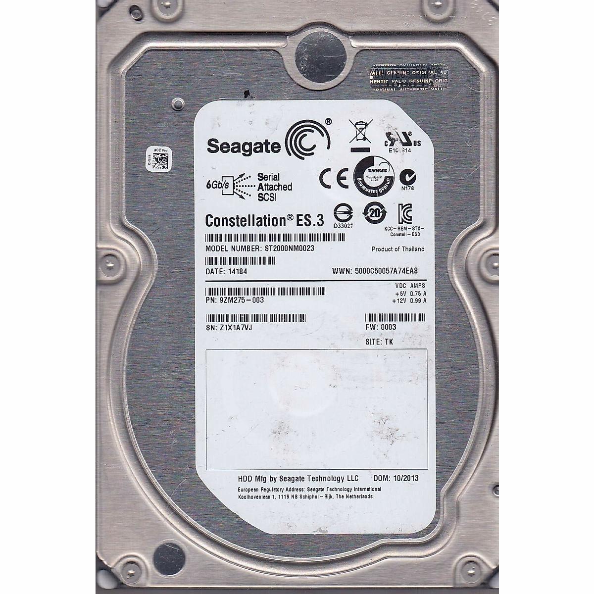 ST2000NM0023, Z1X, TK, PN 9ZM275-003, FW 0003, Seagate 2TB SAS 3.5 Hard Drive (Renewed)