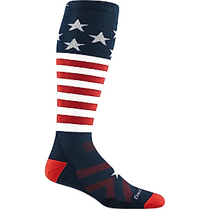 DARN TOUGH (Style 1818) Men's Captain Stripe Snow Sock - Stars and Stripes, Large
