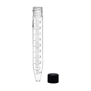 EISCO Centrifuge Tube with Screw Cap, 10mL - Conical, 15x100mm - 0.2mL Graduations - Borosilicate Glass