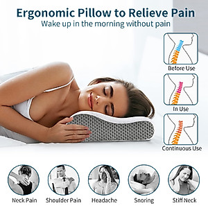 Neck Pillow Memory Foam for Pain Relief Bed Pillow for Sleeping, Ergonomic Orthopedic Cervical for Neck and Shoulder Pain, Side Back Stomach Sleeper