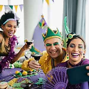 Mardi Gras Earrings for Women, Rhinestone Mardi Gras Accessory, Purple Green Gold Crystal Earrings Fat Tuesday Carnival Parade Party Jewelry Gifts (Style B)