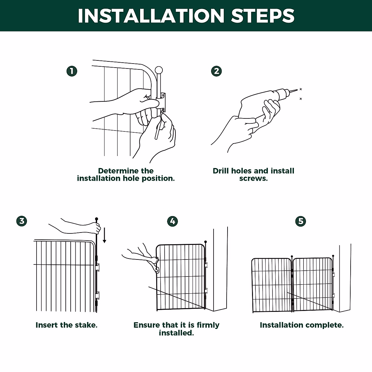 FXW Fence-to-Wall Anchor (Pack of 4) for Use with Dog Playpen in Yard, Garden, Doorways, Fireplace, Indoor/Outdoor, Fits All Heights of Playpen, Black│Patented