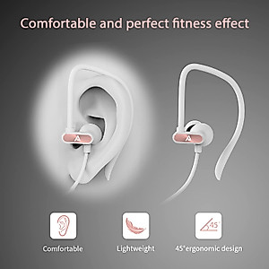 ADPROTECH Lightning Headphones iPhone Earbuds with Ear-Hook Sports Earphones for iPhone 14 13 12 11 Pro Max iPhone X XS Max XR MFi Certified with Mic Rose Gold