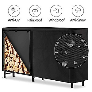 Amagabeli 8ft Firewood Log Rack Cover Bundle Firewood Rack Indoor Carrier Metal