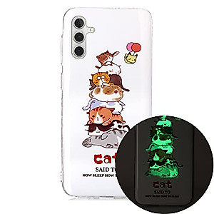 Mavis's Diary Galaxy A13 Case with Ring Holder & Stylus, Cute Floral Pattern Slim Fit Soft TPU Rubber Gel Case, Women Girls Protective Cover Compatible with Samsung Galaxy A13 5G (Cartoon Cat)