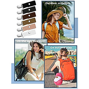 BBTO 6 Pcs Hat Clip for Summer Travel on Bag Luggage PU Leather Hat for Travel Hat Womens Sun Hat, Beach Hat Clip (Cute)