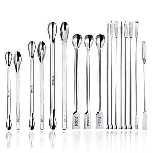 WERTYCITY 17 Pack Lab Spatula - Micro Lab Spoon/Scoop with Nickel Stainless Steel- Laboratory Mixing Spatula Sampling Spoon for Powders Gel Cap Filler, Capsule Filler 0 00