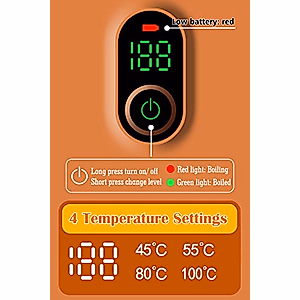 WOOLALA Cordless Portable Electric Kettle, 10 Minutes Fast Boiling 400ML Hot Water Boiler 304 Stainless Steel Travel Kettle with 27000mAh Rechargeable Battery for Outdoor, Road Trip, Travel