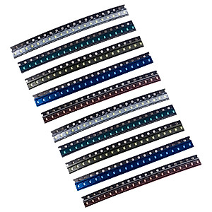 (5 Colors x 40 pcs = 200 pcs) 0603 SMD LED Diode Lights Assorted Kit (Mini Chip 1.6mm x 0.8mm for PCB DC 20mA) Super Bright Lighting Bulb Lamps Electronics Components Light Emitting Diodes Chips