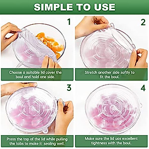 14 Pack Silicone Stretch Lids, 8 Different Sizes Leak-Proof Reusable Stretch Lids Include XXXL Diameter of 10.6” Food Storage Covers for 2.6”-13” Container, Microwave & Dishwasher & Refrigerator Safe