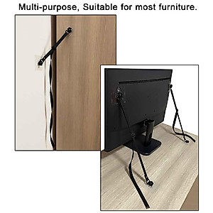 6 Pcs No-Drill Flat Screen TV Safety Straps, Adhesive and Adjustable Anti-Tip Furniture Anchor Kit for Baby Proofing