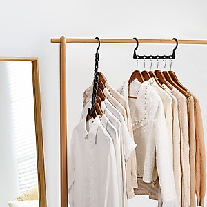 HOUSE DAY Space Saving Plastic Clothes Hangers, 20 Pack, Black, Professional Brand, Ideal for Closet Organization, Can Hold Up to 30 Pounds