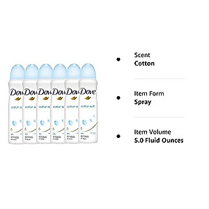 Dove Antiperspirant 48 Hours Body Spray, Cotton Soft Deodorant, 6 Packs x 150 ML / 5 Fl.Oz (International Version)