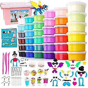 HOLICOLOR Air Dry Clay Kit, 36 Colors Clay Ultra Light Modeling Clay for Kids with Accessories, Tools and Tutorials, Arts and Crafts Gift for Kids