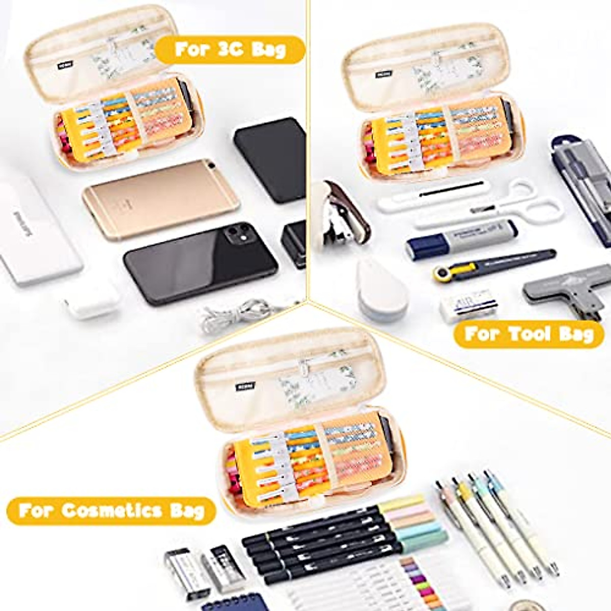 Oyachic Big Capacity Pencil Case Telescopic Pencil Pouch Zipper Pen Bag Canvas Markers Organization Makeup Bag Stationery Box Pencil Holder Office School Supplies