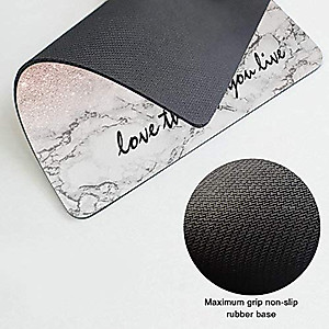 Galdas Gaming Mouse Pad Pink Marble Design Mousepad Non Slip Rubber Mouse Mat Rectangle Quote Inspirational Mouse Pads for Computers Laptop - Love The Life You Live