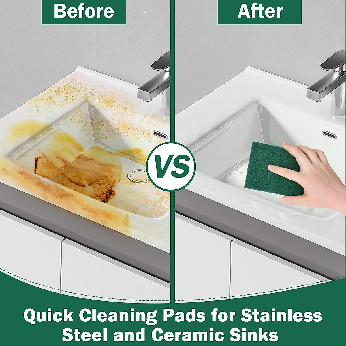 YoleShy 40 PCS Scouring Pad, Dish Scrubber Scouring Pads,4.5 x 6 inch Green Reusable Household Scrub Pads for Dishes, Kitchen Scrubbers & Metal Grills